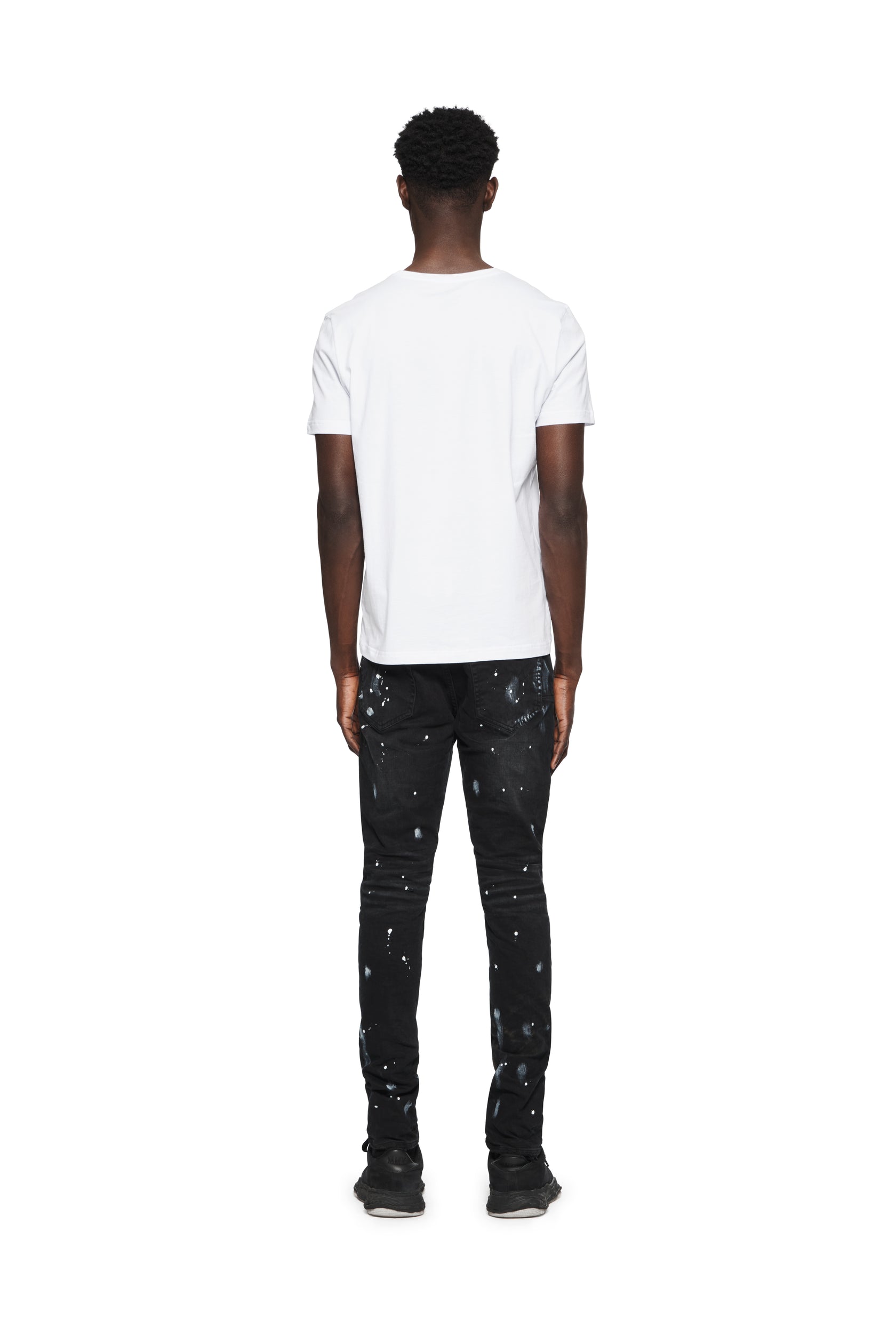 P001 LOW RISE SKINNY JEAN - Black Resin Knee Slit#N# – PURPLE BRAND