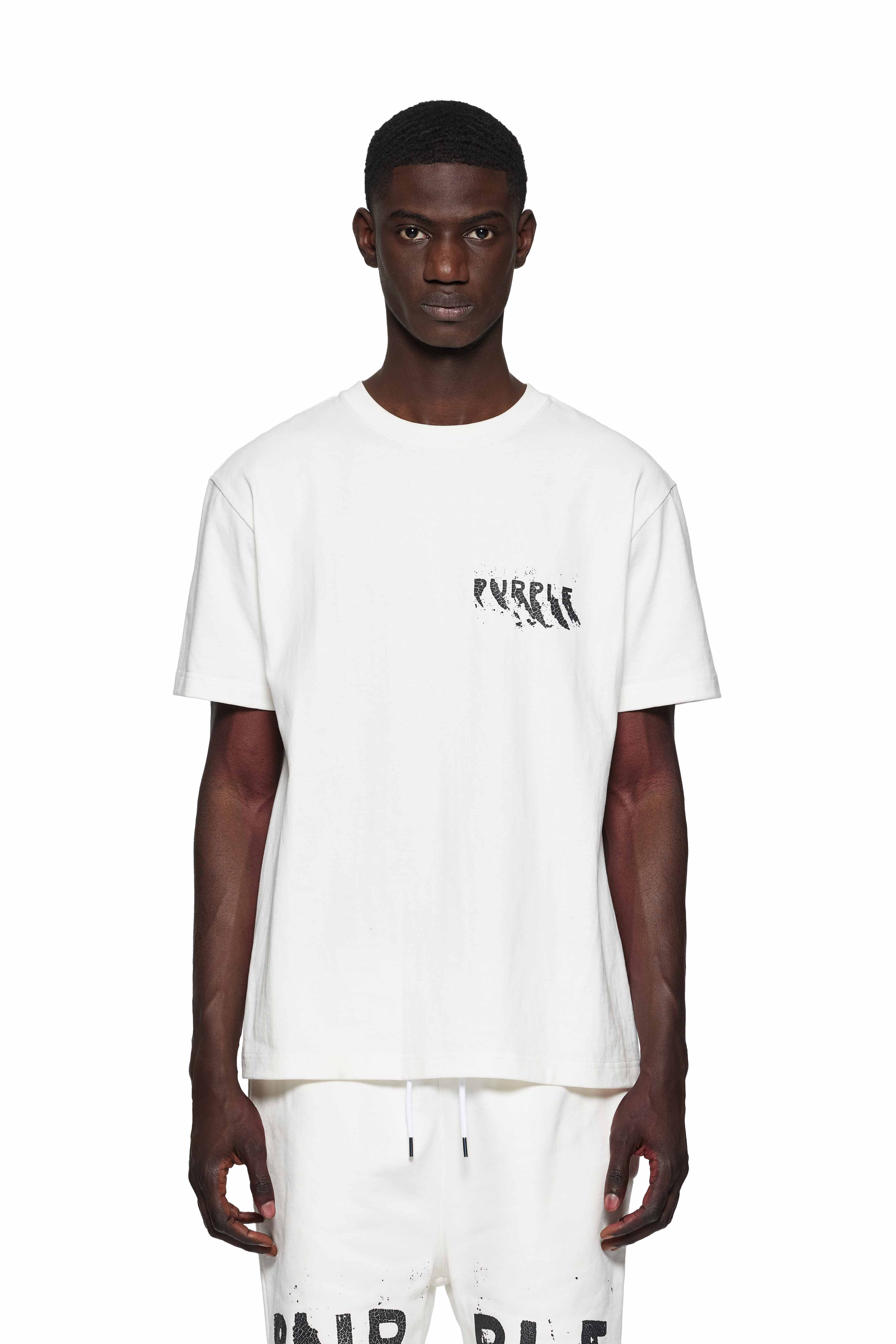 White Painted Wordmark Tee – PURPLE BRAND
