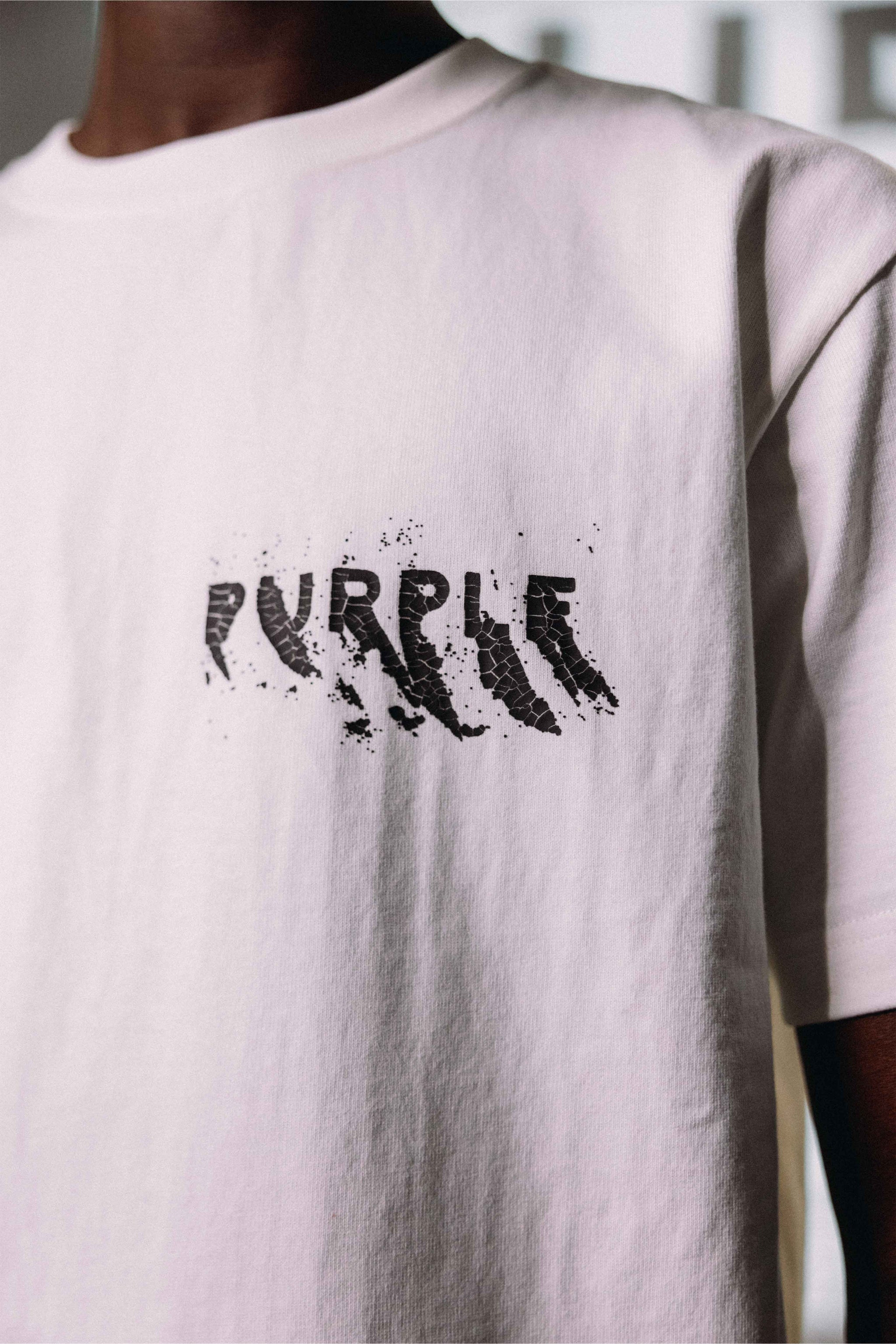 White Painted Wordmark Tee – PURPLE BRAND